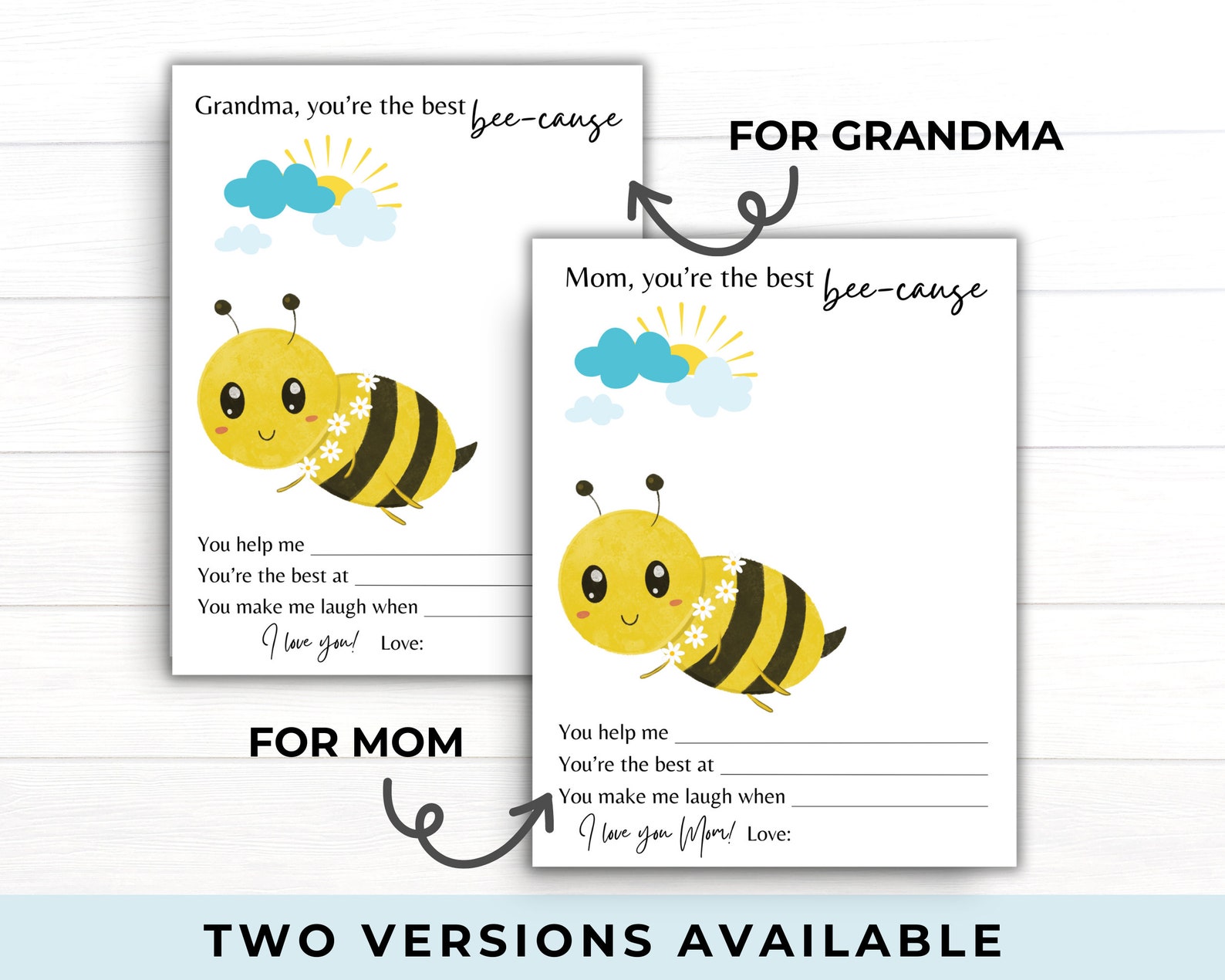 Grandparents Day Handprint, Birthday Gift for Mom, I Love My Mom Bee ...