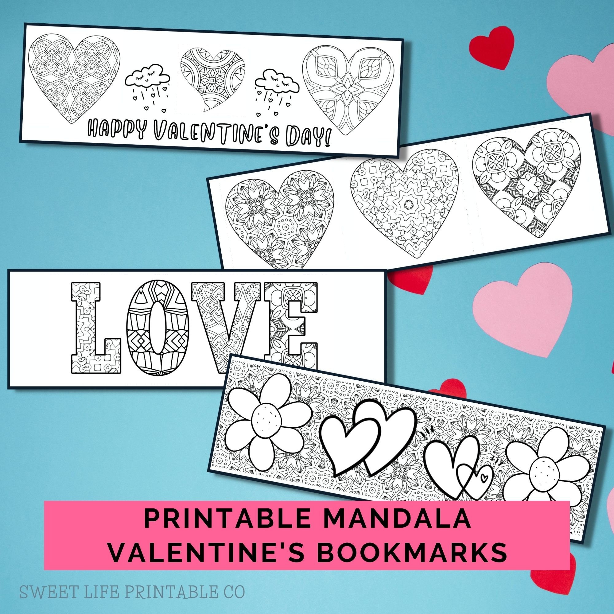 Printable Valentine's Coloring Bookmarks, Valentine Coloring Pages ...