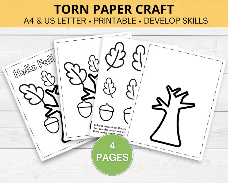 Build A Tree Cut and Paste Craft, Torn Paper Activity, Fall Crafts for ...