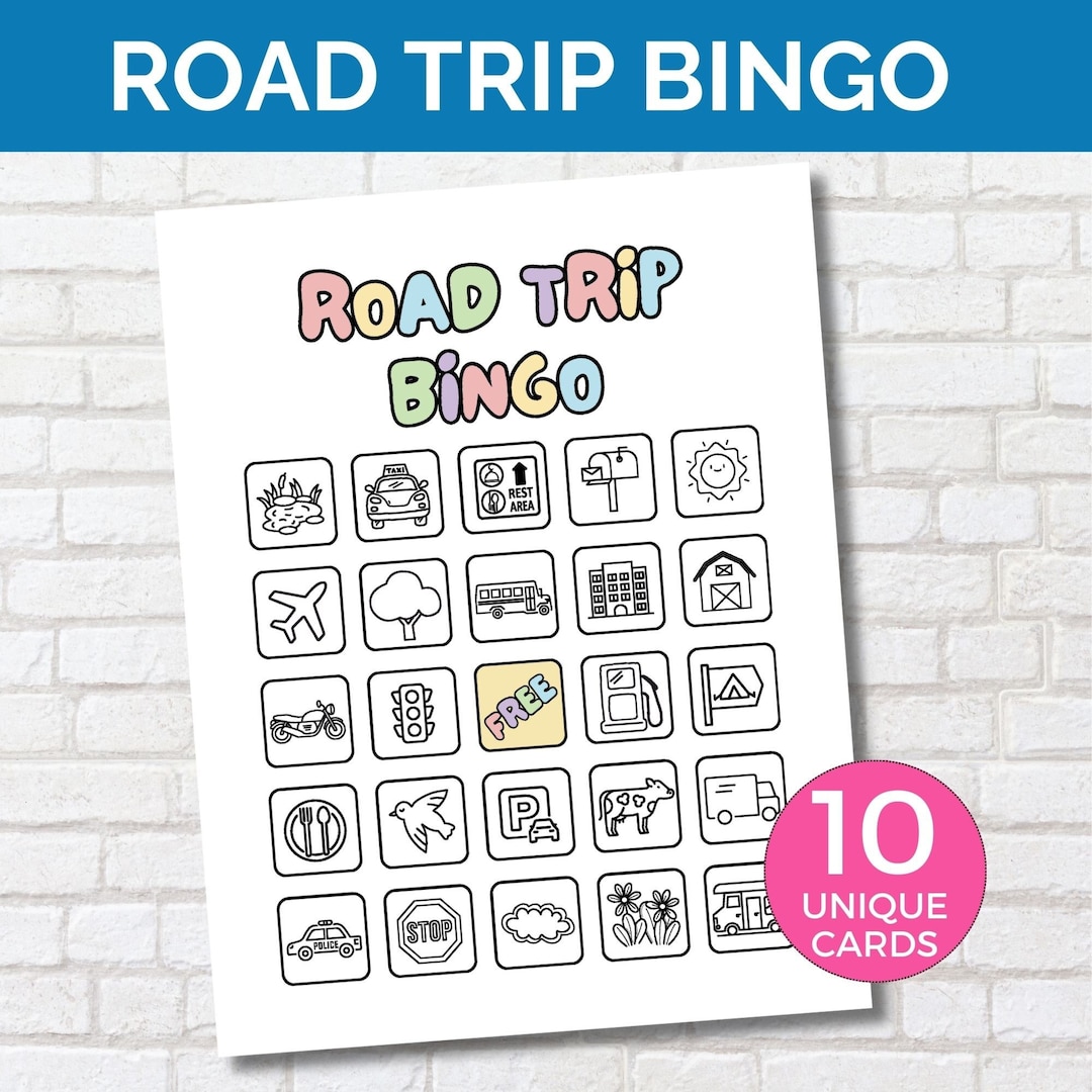 Road Trip Bingo, Road Trip Games Printable, Road Trip Games, Printable ...