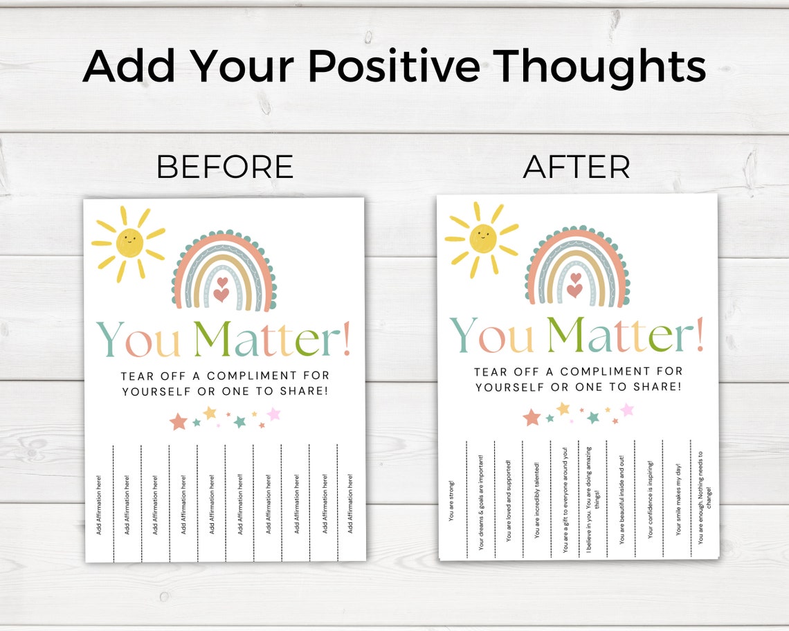 Editable Positive Affirmations for Kids, You Matter Tear off Flyer ...