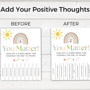 Editable Positive Affirmations for Kids, You Matter Tear off Flyer ...