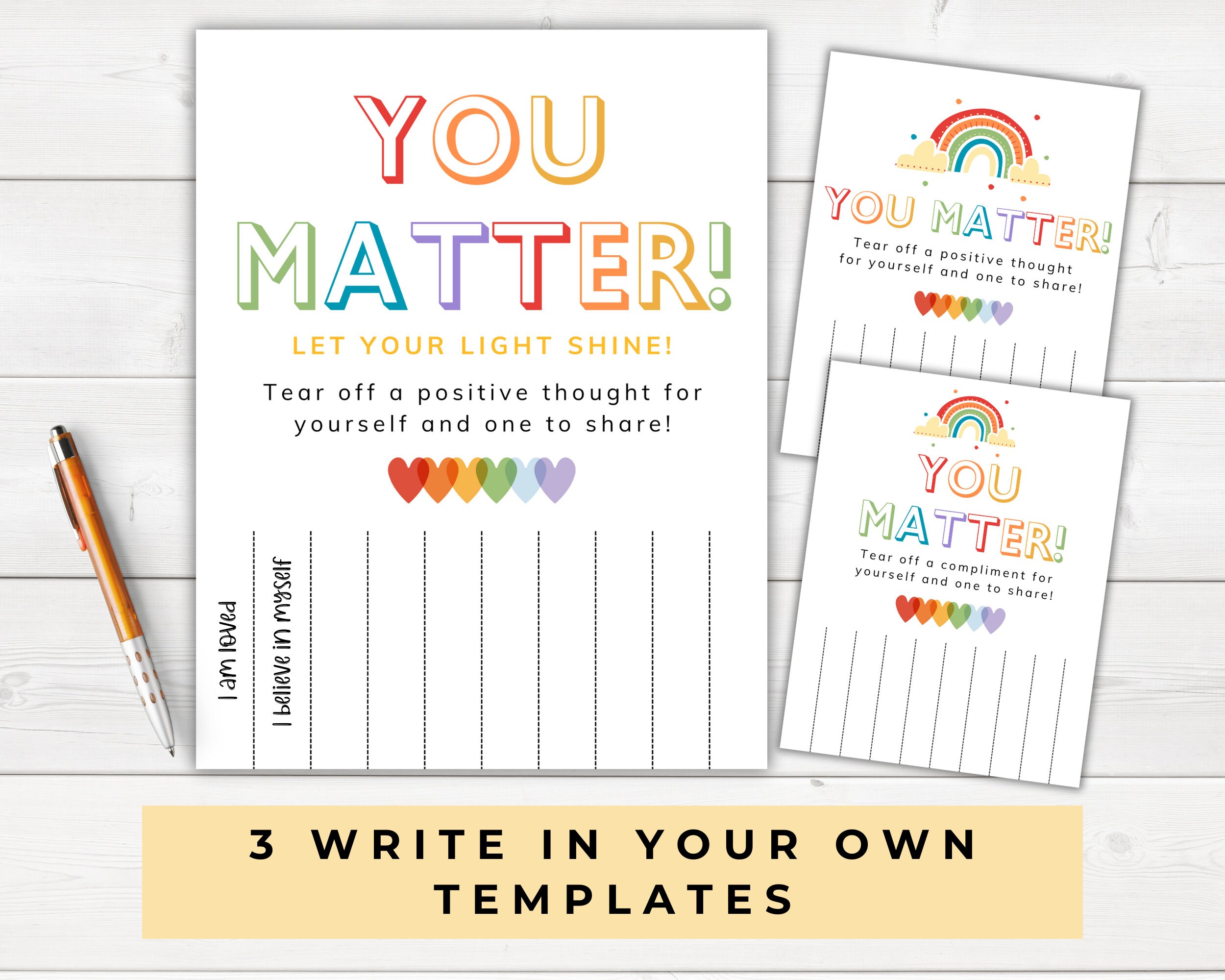 You Matter Words of Affirmation, Tear off Flyer, Tear off Compliments ...