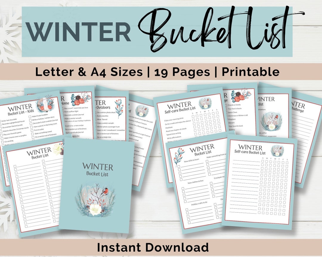 Winter Bucket List, Printable, Travel Bucket List, Kids Bucket List ...