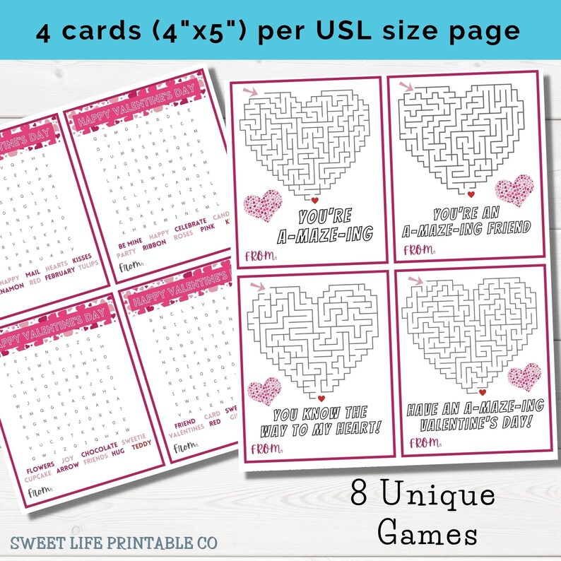 Printable Maze Valentines, Valentines Day Activity, Printable ...