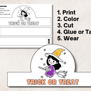Halloween Paper Crown, Halloween Coloring Craft, Halloween Headband ...