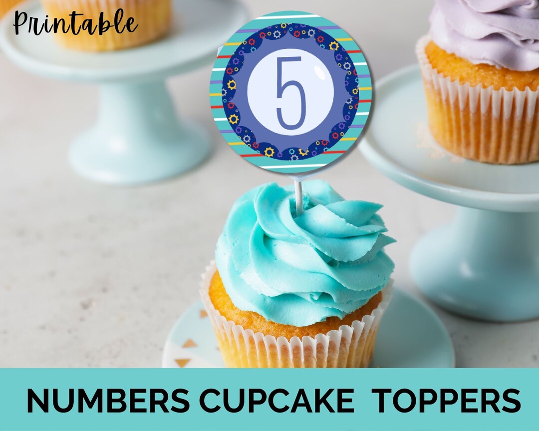 Number Cupcake Toppers, Printable Cake Toppers, Cupcake Toppers, Number ...