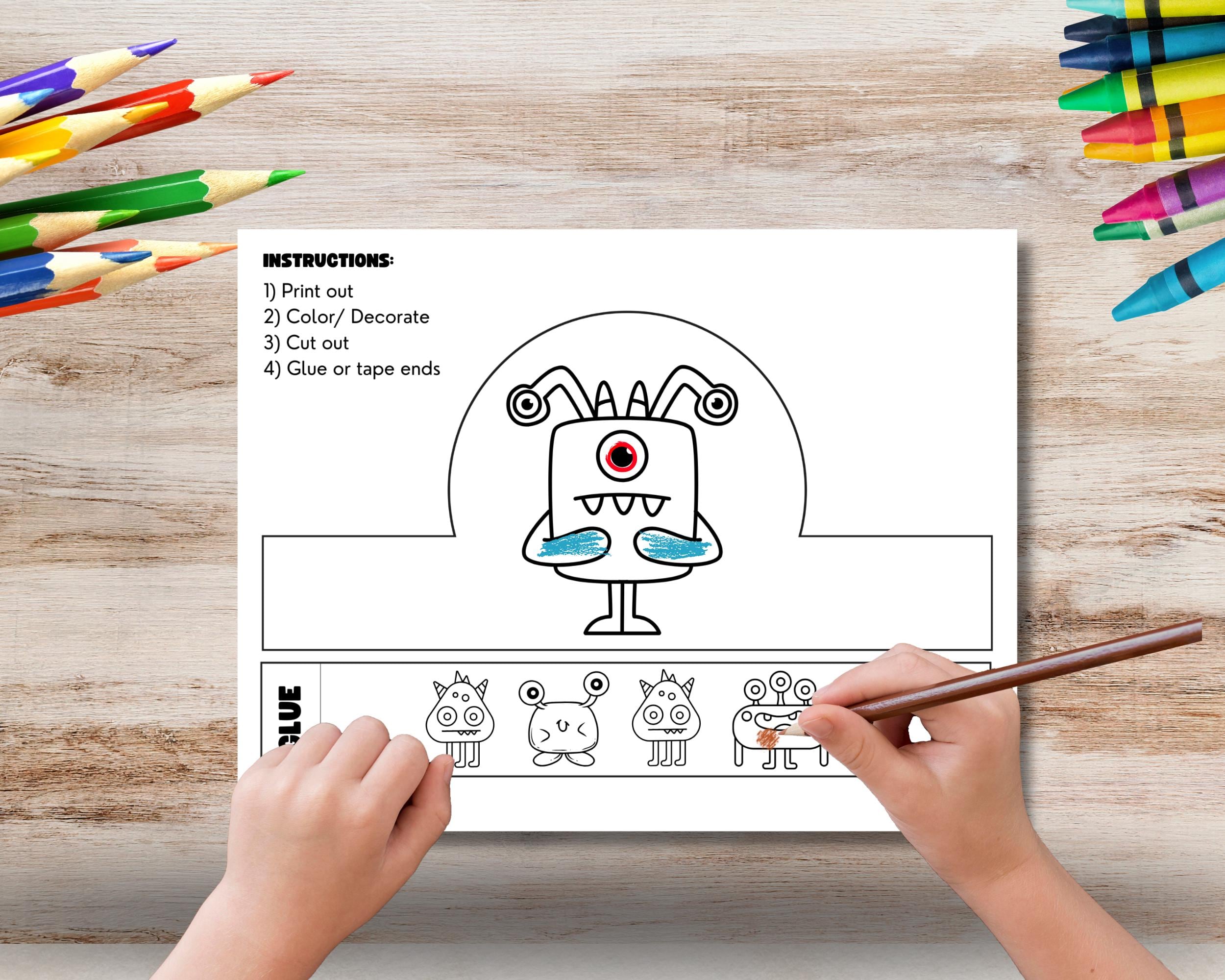 Halloween Paper Crown, Halloween Coloring Craft, Halloween Headband ...