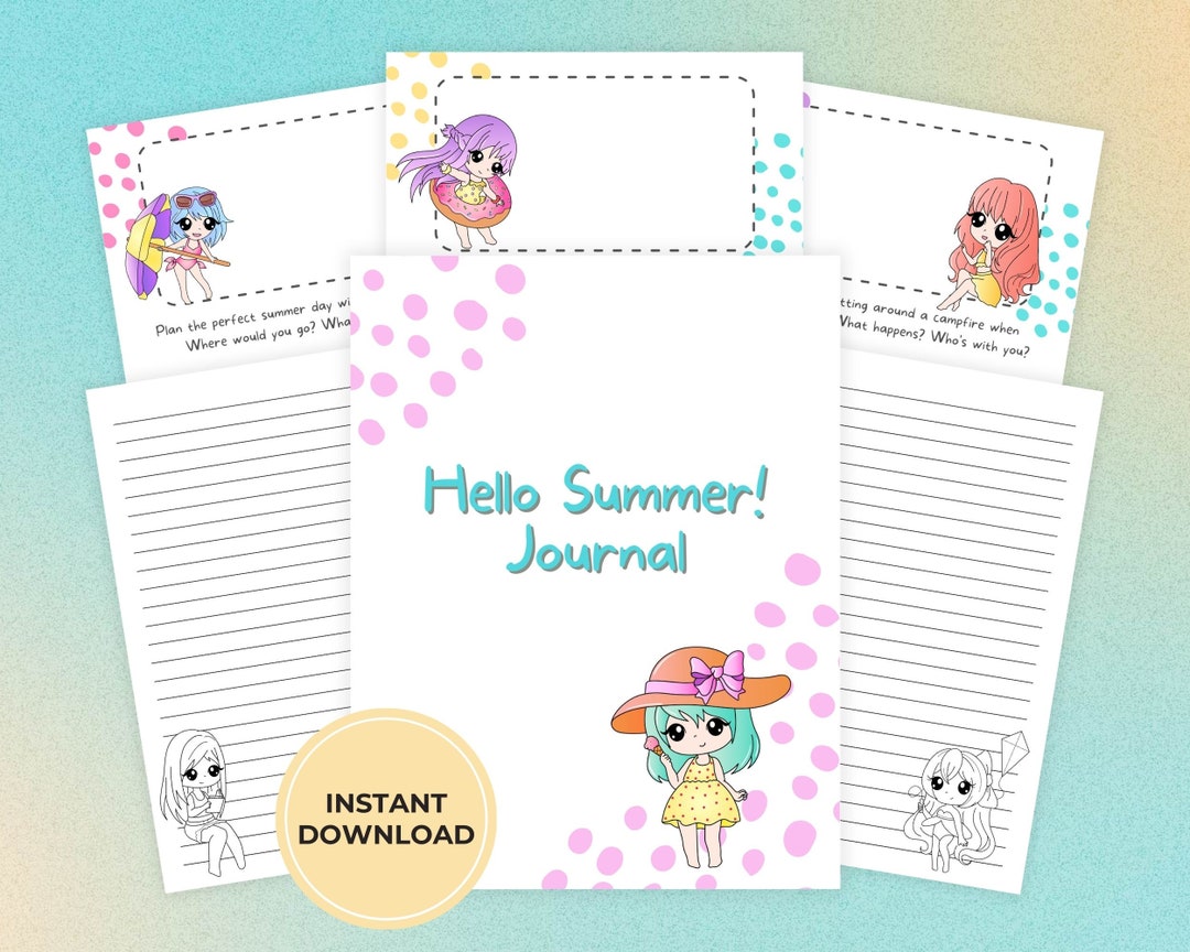 Printable Hello Summer Journal for Kids, Journal Prompts, Writing ...