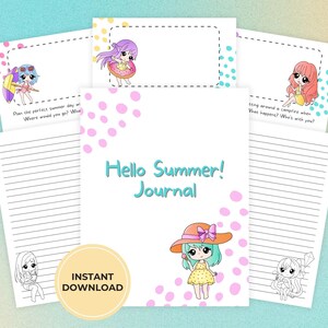 Printable Hello Summer Journal for Kids, Journal Prompts, Writing ...
