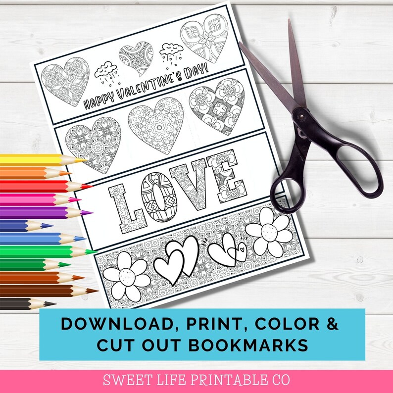 Printable Valentine's Coloring Bookmarks, Valentine Coloring Pages ...