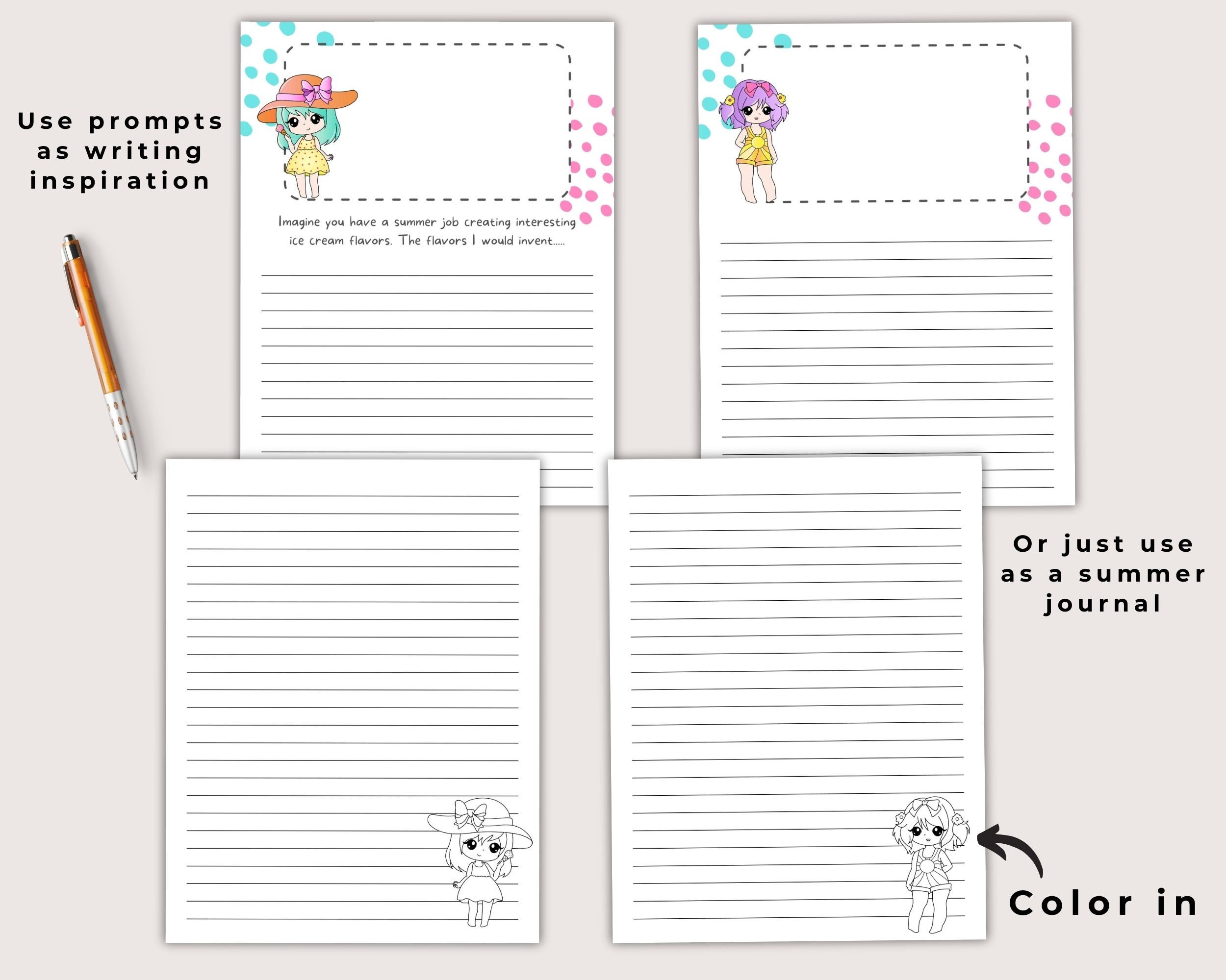Printable Hello Summer Journal for Kids, Journal Prompts, Writing ...