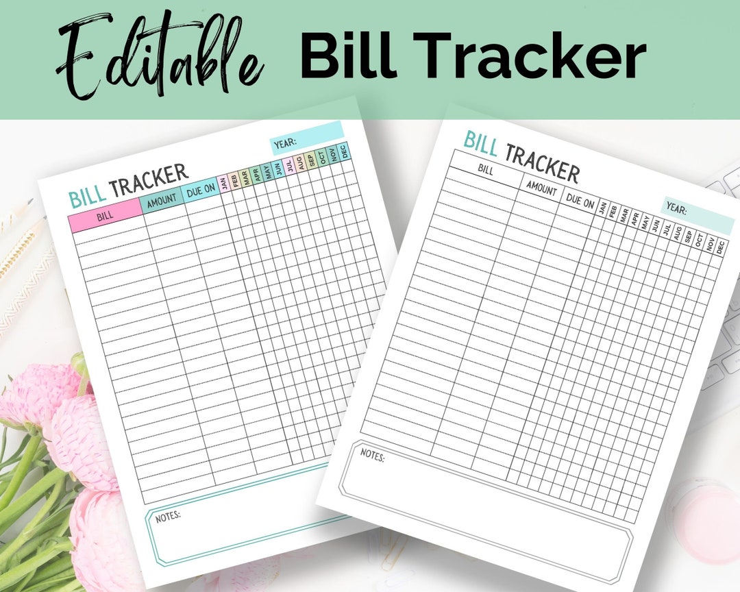 Editable Bill Tracker, Monthly Bill Tracker Printable, Bill Tracker ...