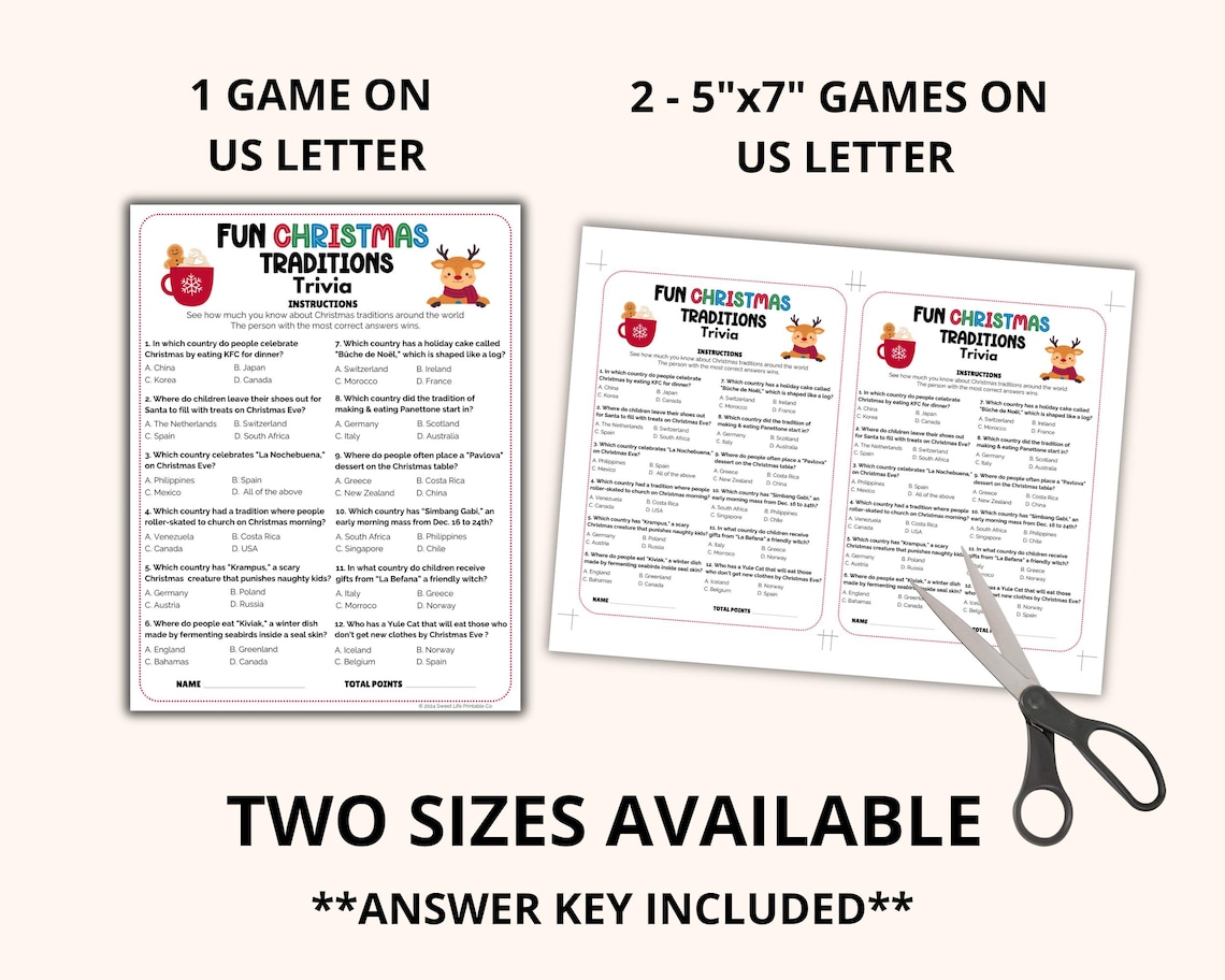 Christmas Trivia Game, Printable Christmas Traditions Trivia, Christmas ...
