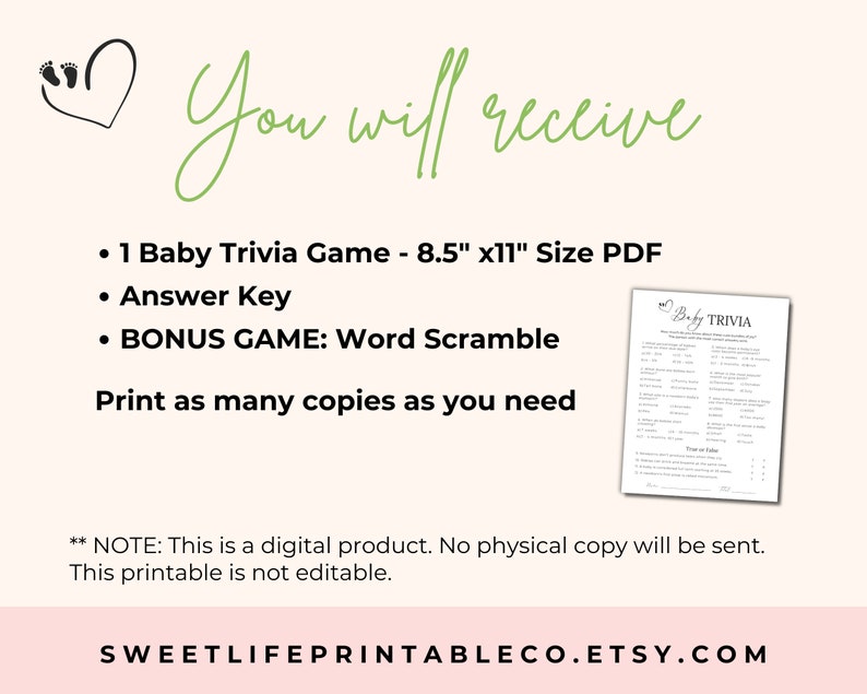 Minimalist Baby Shower Trivia, Printable Baby Shower Games, Baby Trivia ...
