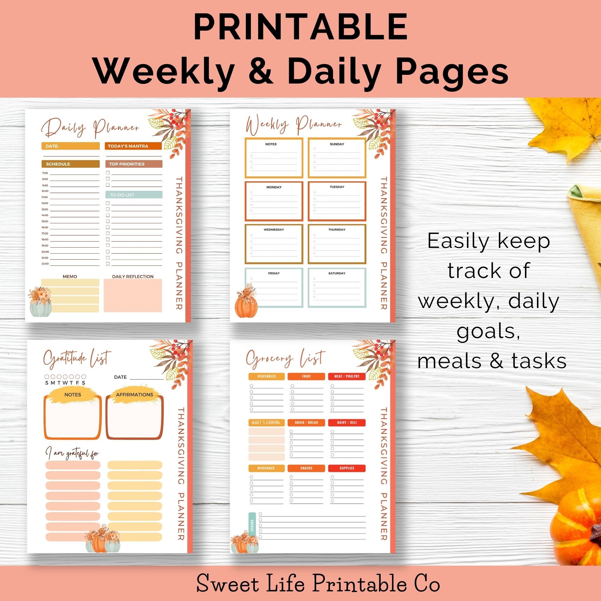 Thanksgiving Planner, Printable, Thanksgiving Menu, Daily Planner ...
