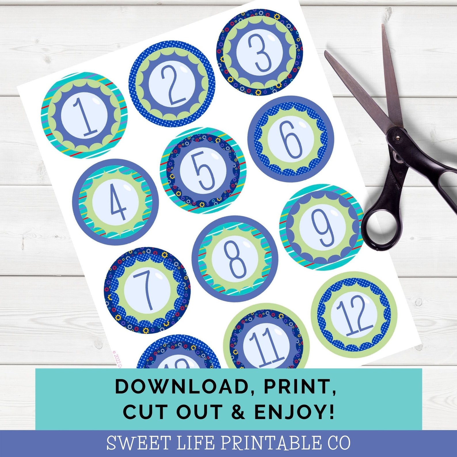Number Cupcake Toppers, Printable Cake Toppers, Cupcake Toppers, Number ...