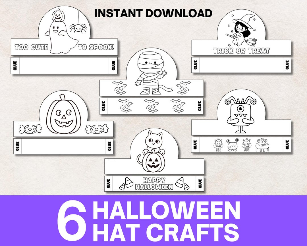 Halloween Paper Crown, Halloween Coloring Craft, Halloween Headband ...