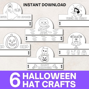 Halloween Paper Crown, Halloween Coloring Craft, Halloween Headband ...