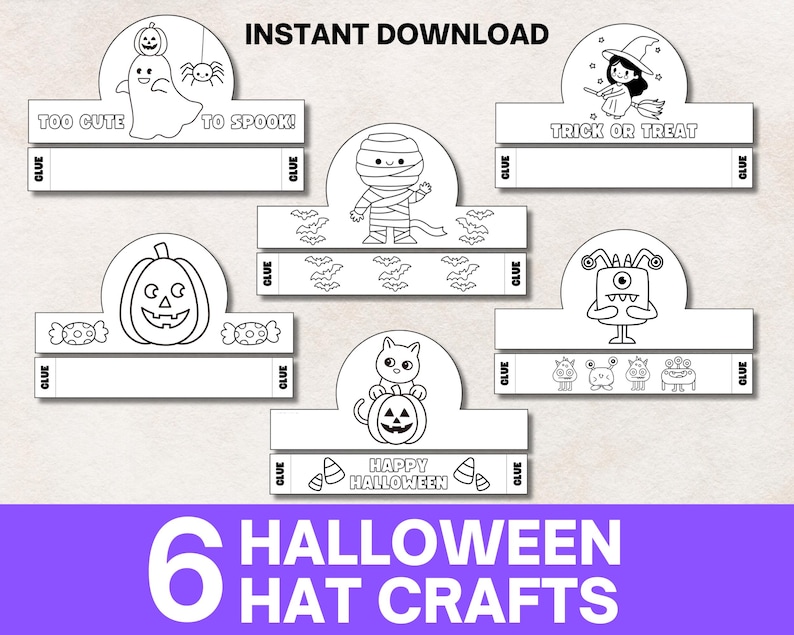 Halloween Paper Crown, Halloween Coloring Craft, Halloween Headband ...