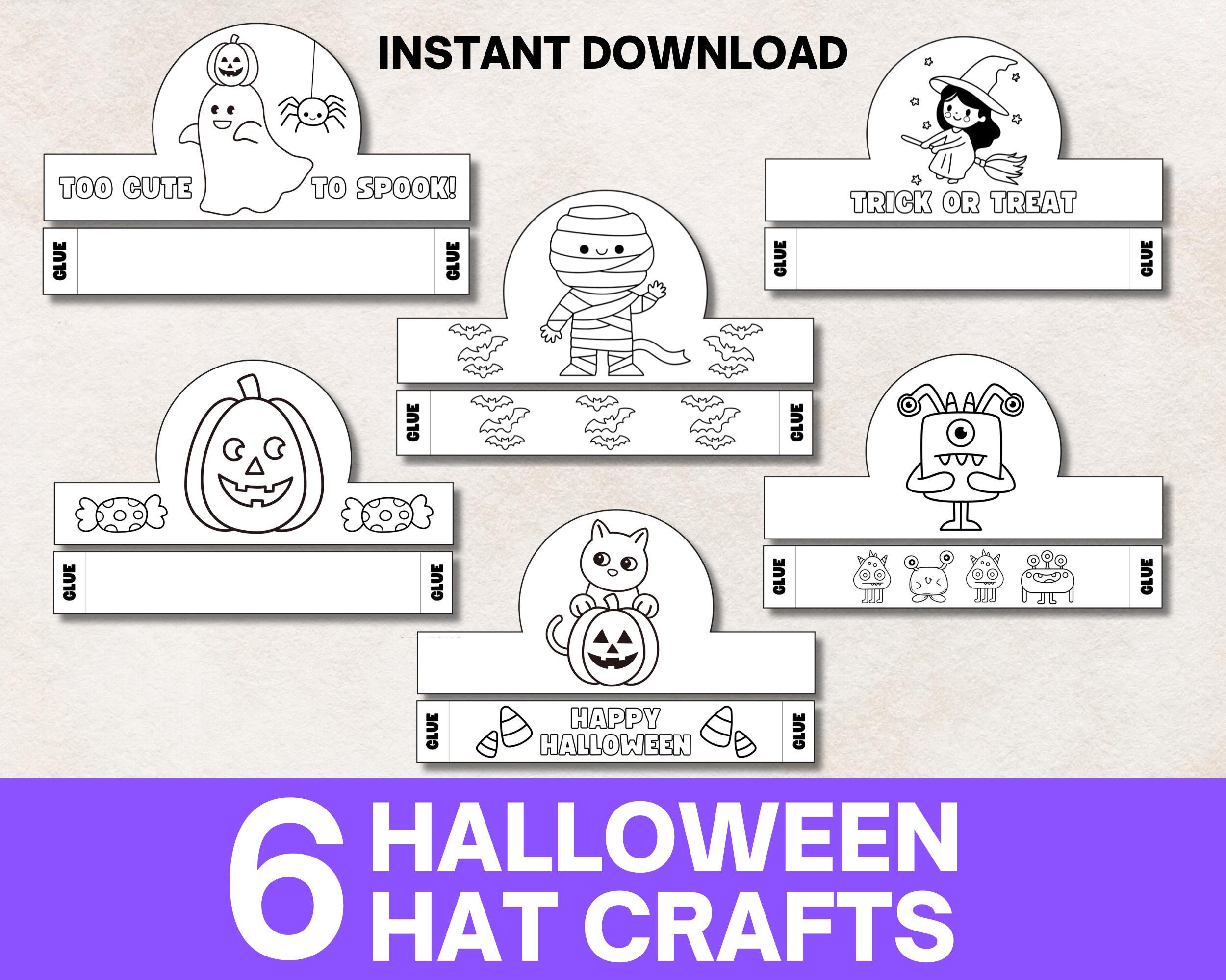 Halloween Paper Crown, Halloween Coloring Craft, Halloween Headband ...