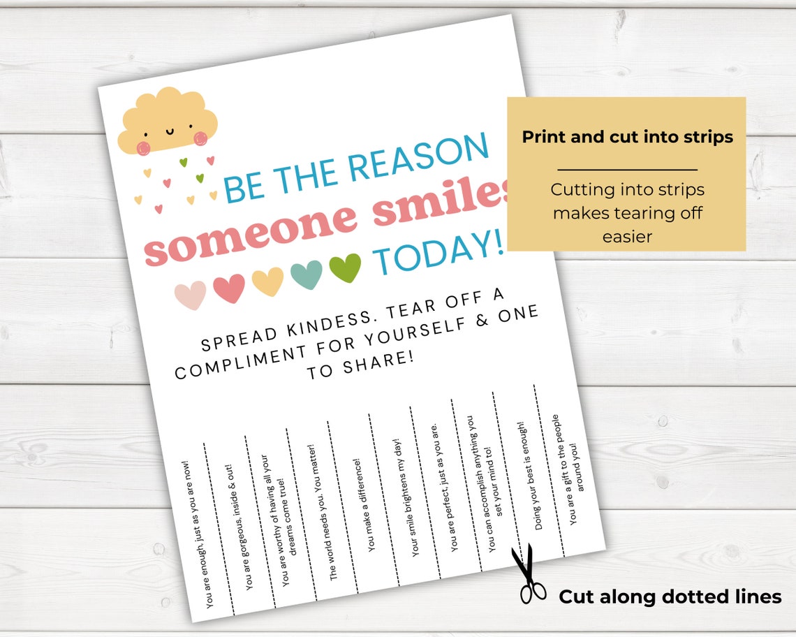 Positive Affirmations for Kids, Tear off Flyer, Tear off Compliments ...