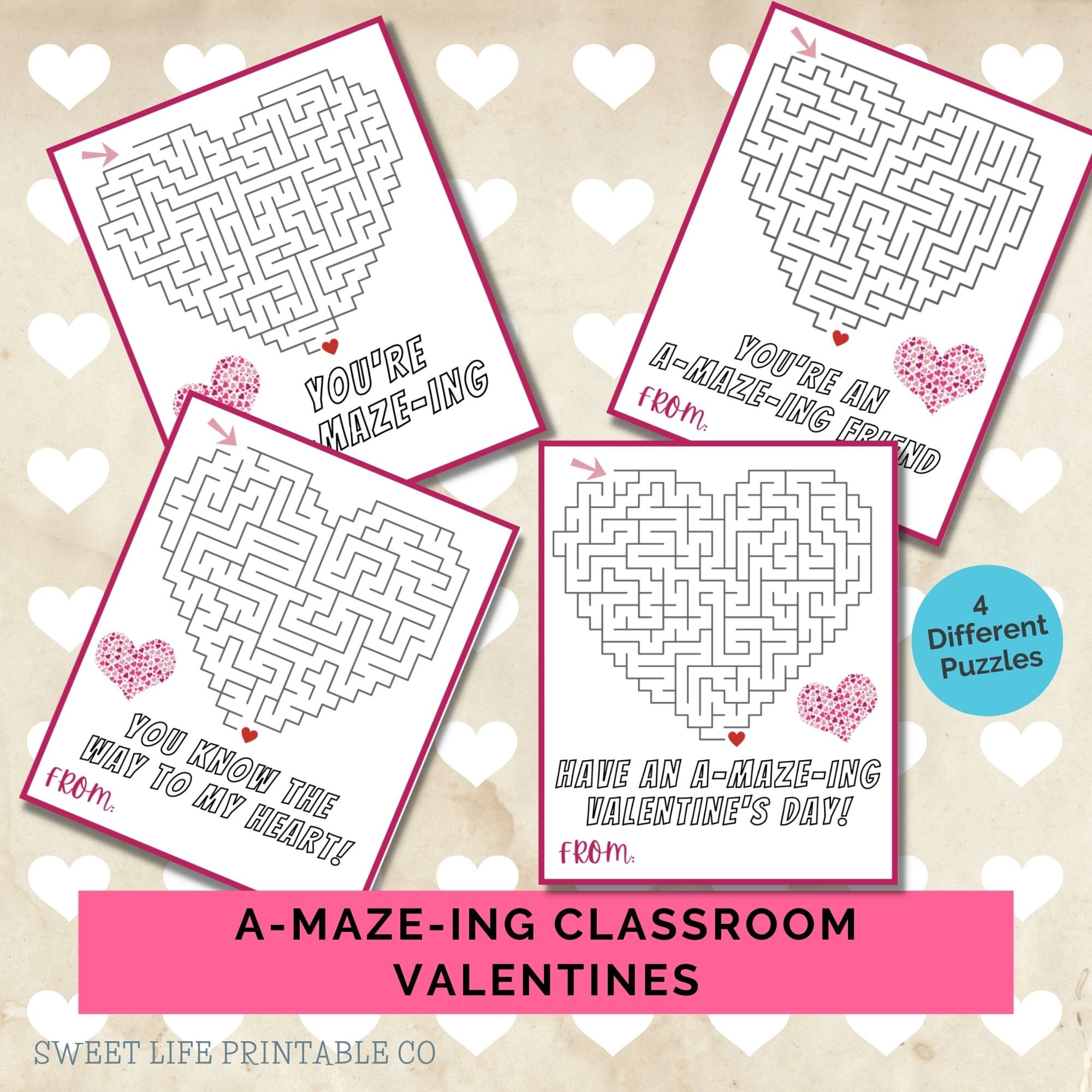 Printable Maze Valentines, Valentines Day Activity, Printable ...