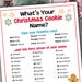 What's Your Christmas Cookie Name Game, Christmas Name Tags & Sign, Fun ...