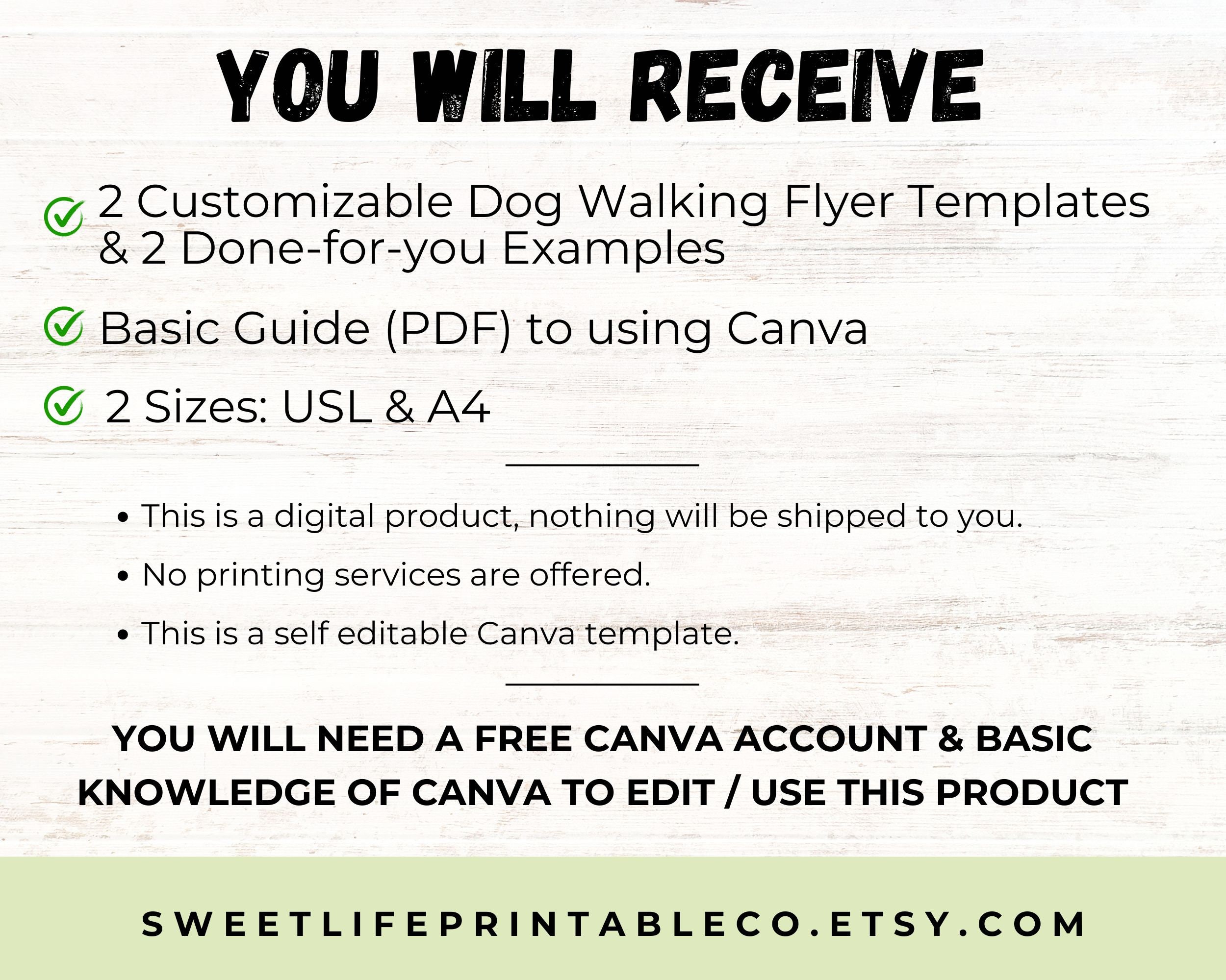 Editable Dog Walking Flyer, Dog Walker Tear off Flyer, Customizable ...