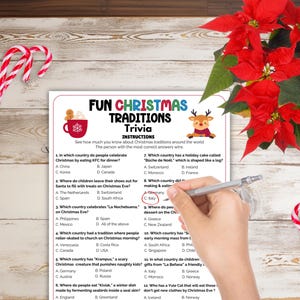 Christmas Trivia Game, Printable Christmas Traditions Trivia, Christmas ...