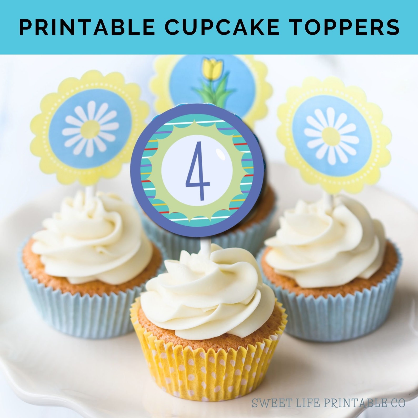 Number Cupcake Toppers, Printable Cake Toppers, Cupcake Toppers, Number ...