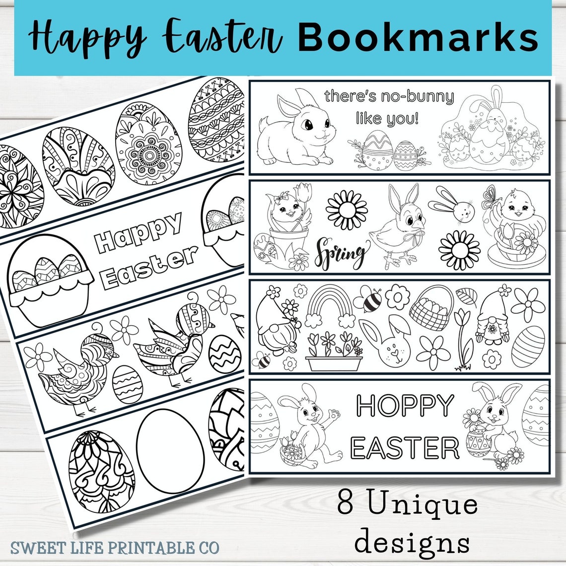 Easter Coloring Bookmarks, Printable, Easter Basket Stuffers, Easter ...