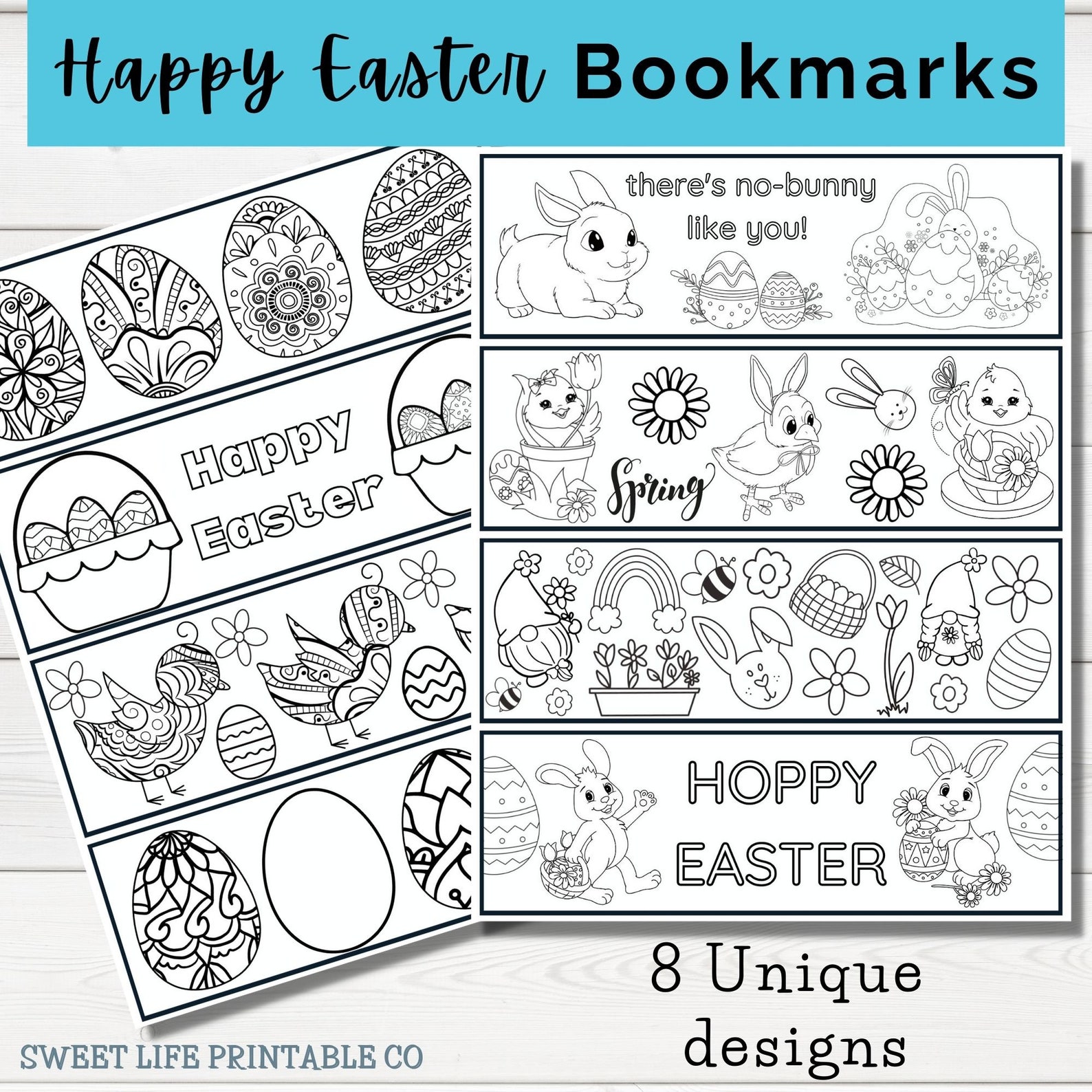 Easter Coloring Bookmarks, Printable, Easter Basket Stuffers, Easter ...