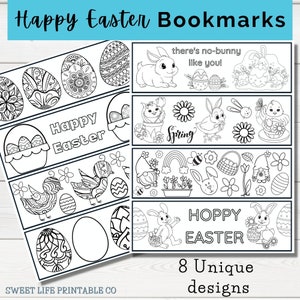 Easter Coloring Bookmarks, Printable, Easter Basket Stuffers, Easter ...