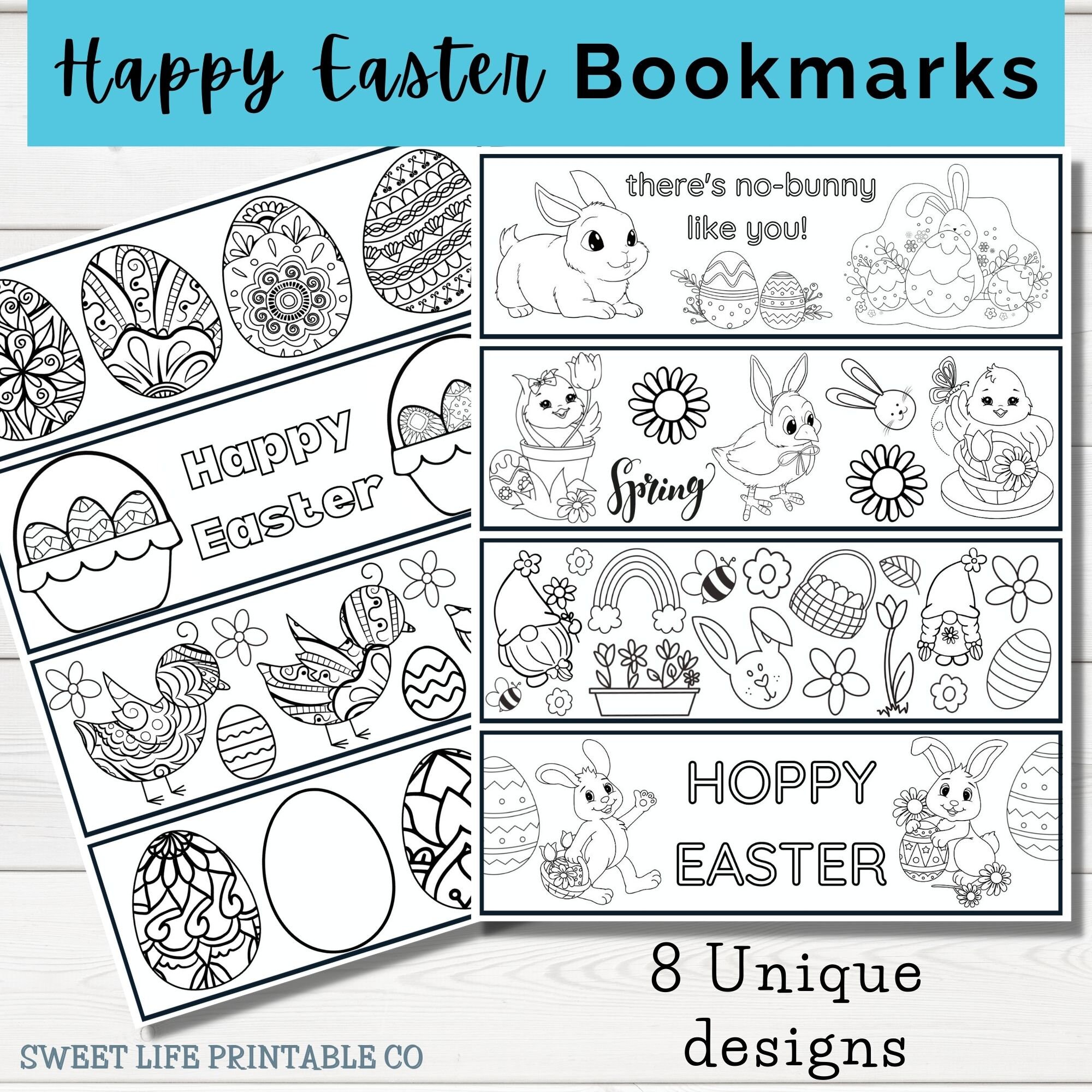 Easter Coloring Bookmarks, Printable, Easter Basket Stuffers, Easter ...