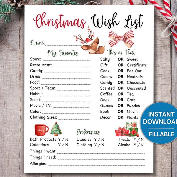 Employee Christmas Wish List Template - Etsy