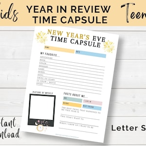 Kids Time Capsule Printable, New Year's Eve Kids Activity, Kids Year in ...