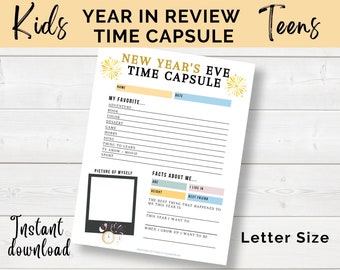 Kids Year in Review, New Year's Eve Kids Activity, Kids Time Capsule ...