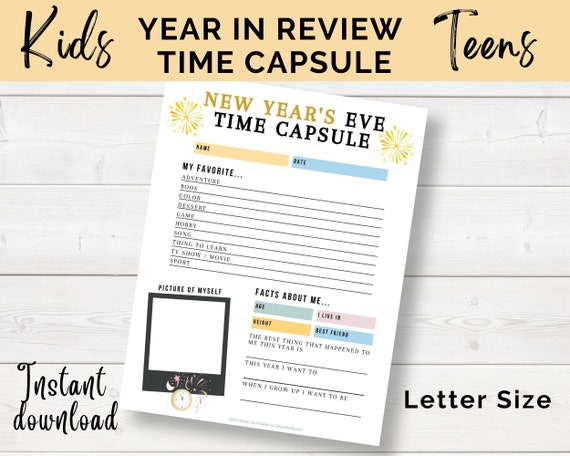 Kids Time Capsule Printable New Year's Eve Kids Activity - Etsy