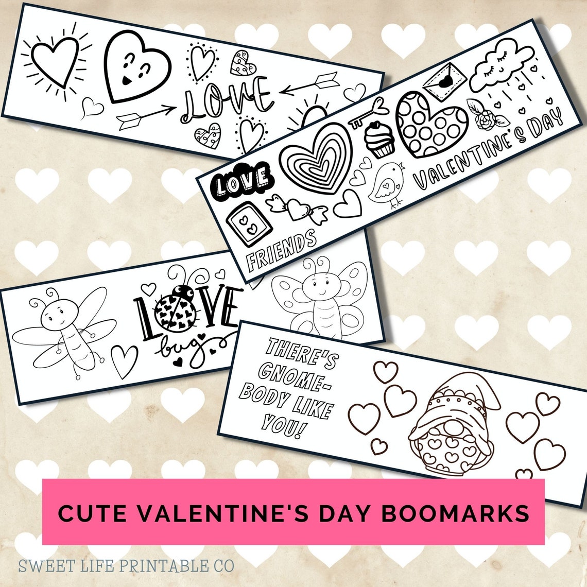 Printable Valentine's Coloring Bookmarks, Valentine Coloring Pages ...
