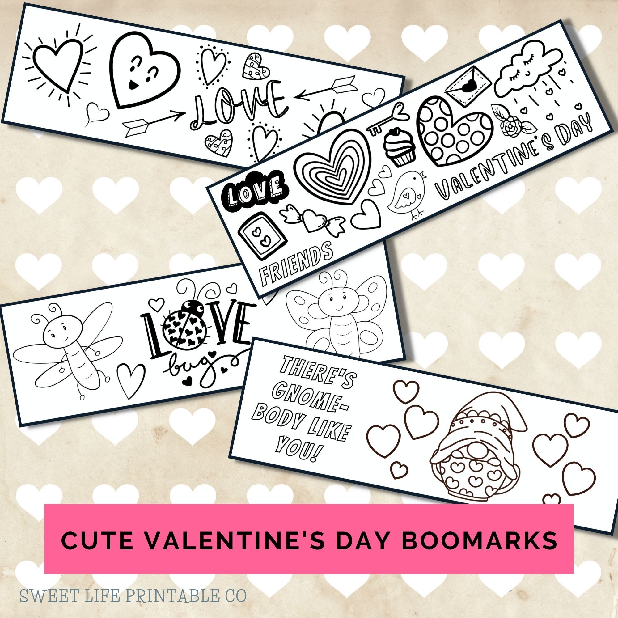 Printable Valentine's Coloring Bookmarks, Valentine Coloring Pages ...