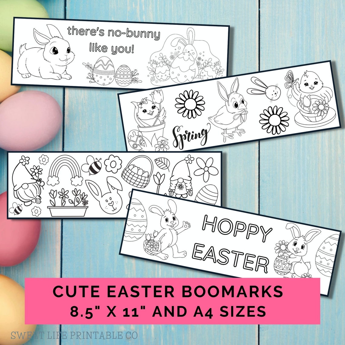 Easter Coloring Bookmarks, Printable, Easter Basket Stuffers, Easter ...