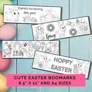 Easter Coloring Bookmarks, Printable, Easter Basket Stuffers, Easter ...