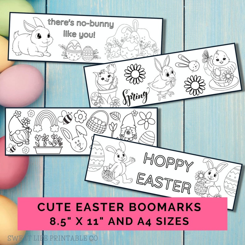 Easter Coloring Bookmarks, Printable, Easter Basket Stuffers, Easter ...