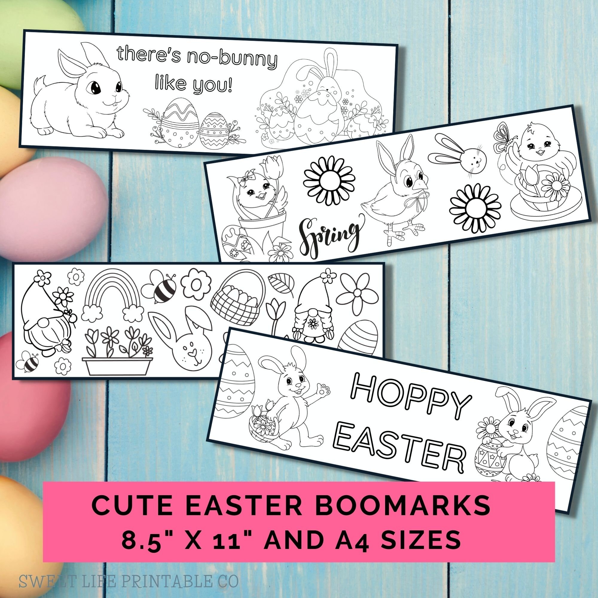 Easter Coloring Bookmarks, Printable, Easter Basket Stuffers, Easter ...