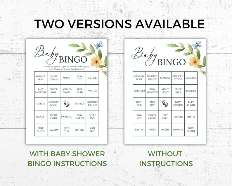 50 Baby Shower Bingo Game Cards, Printable Baby Bingo Game, Baby Shower ...