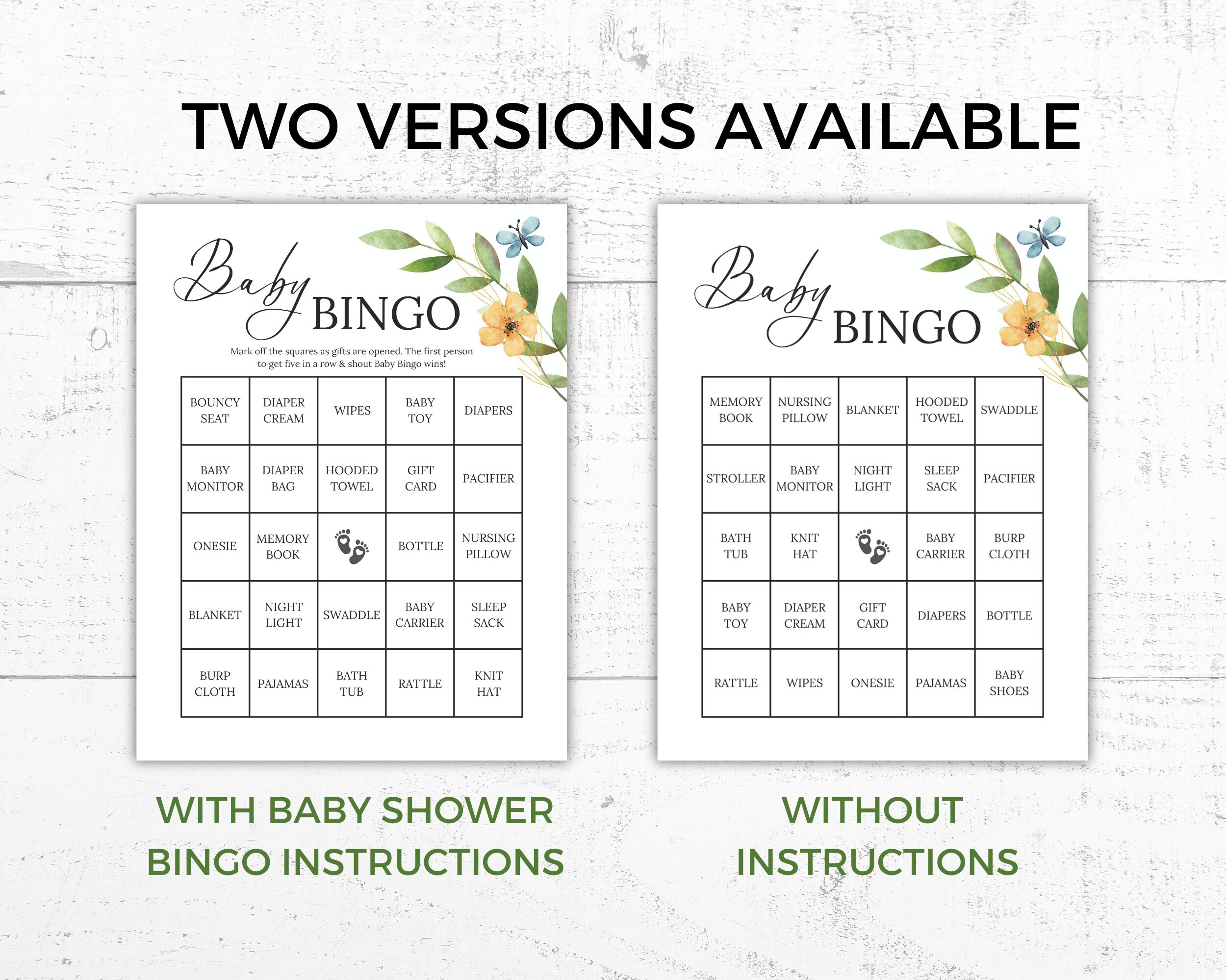 50 Baby Shower Bingo Game Cards, Printable Baby Bingo Game, Baby Shower ...