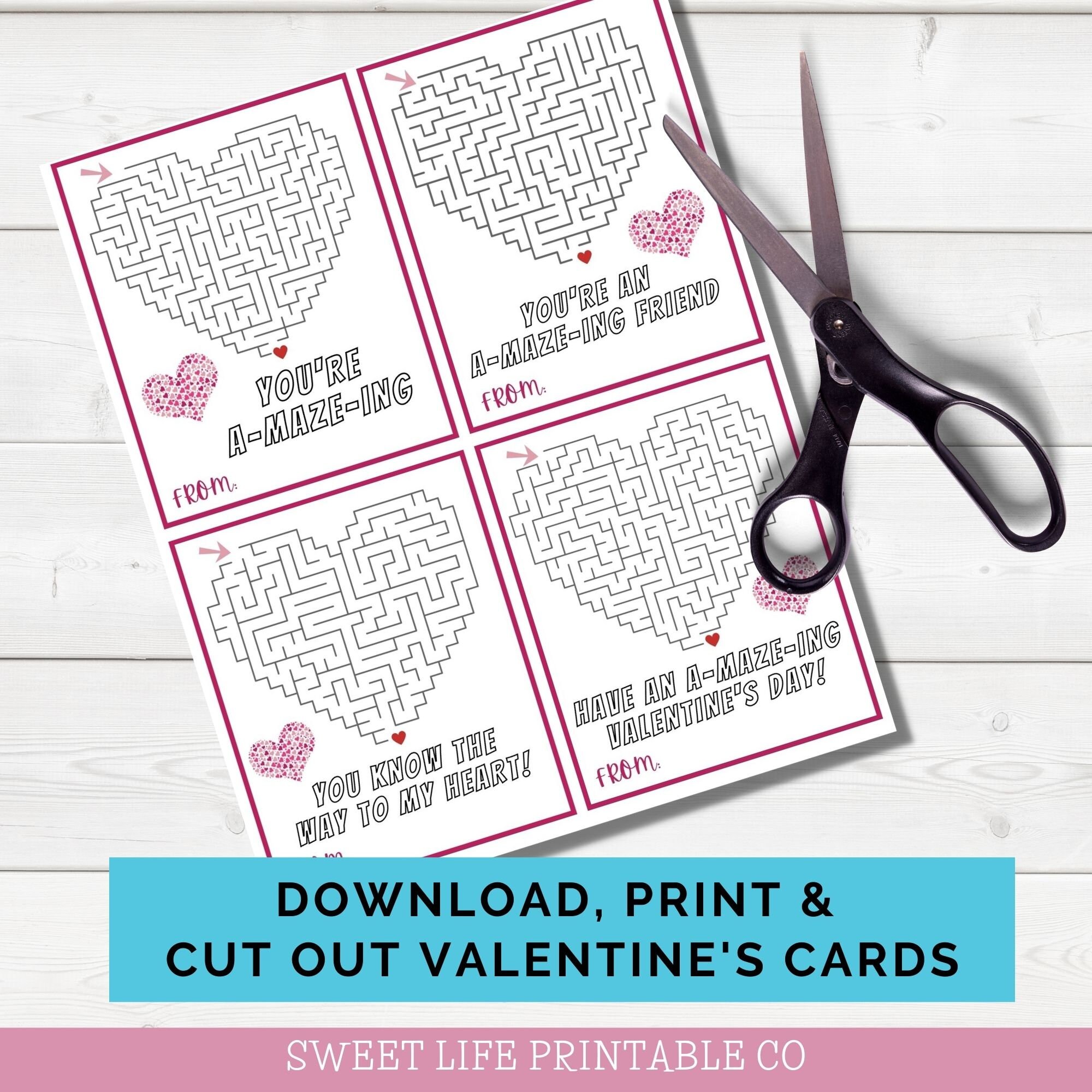 Printable Maze Valentines, Valentines Day Activity, Printable ...