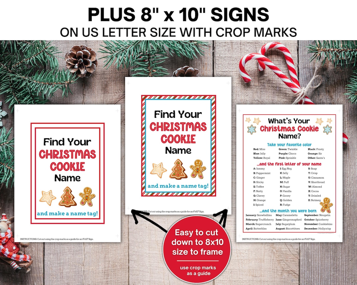 What's Your Christmas Cookie Name Game, Christmas Name Tags & Sign, Fun ...