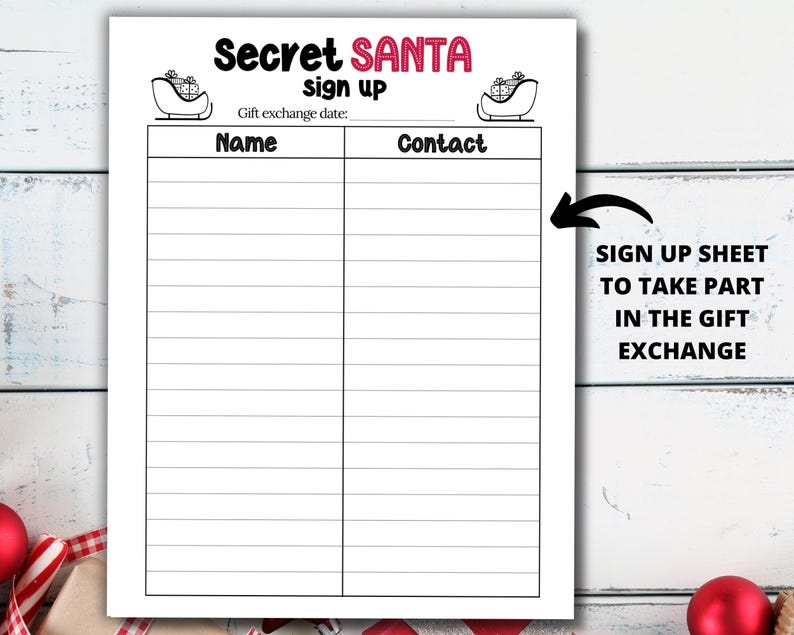 Secret Santa Questionnaire Printable, Christmas Wish List Printable ...